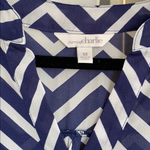 Charming Charlie | Tops | Charming Charlies Medium Navy Blue White ...